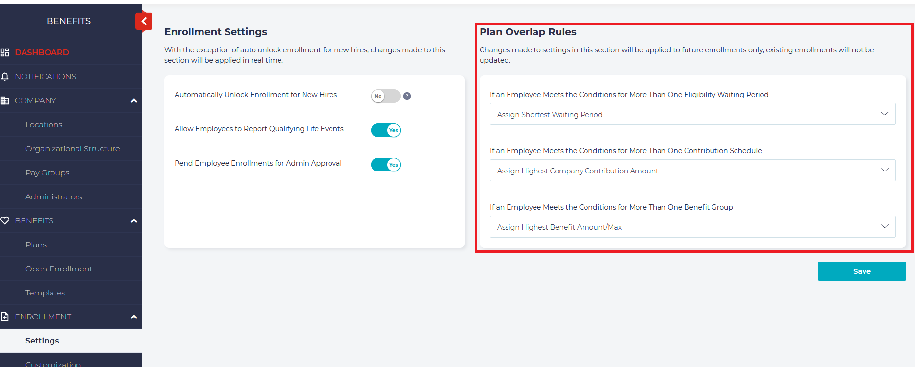 Enrollment Settings – HCM Help Center