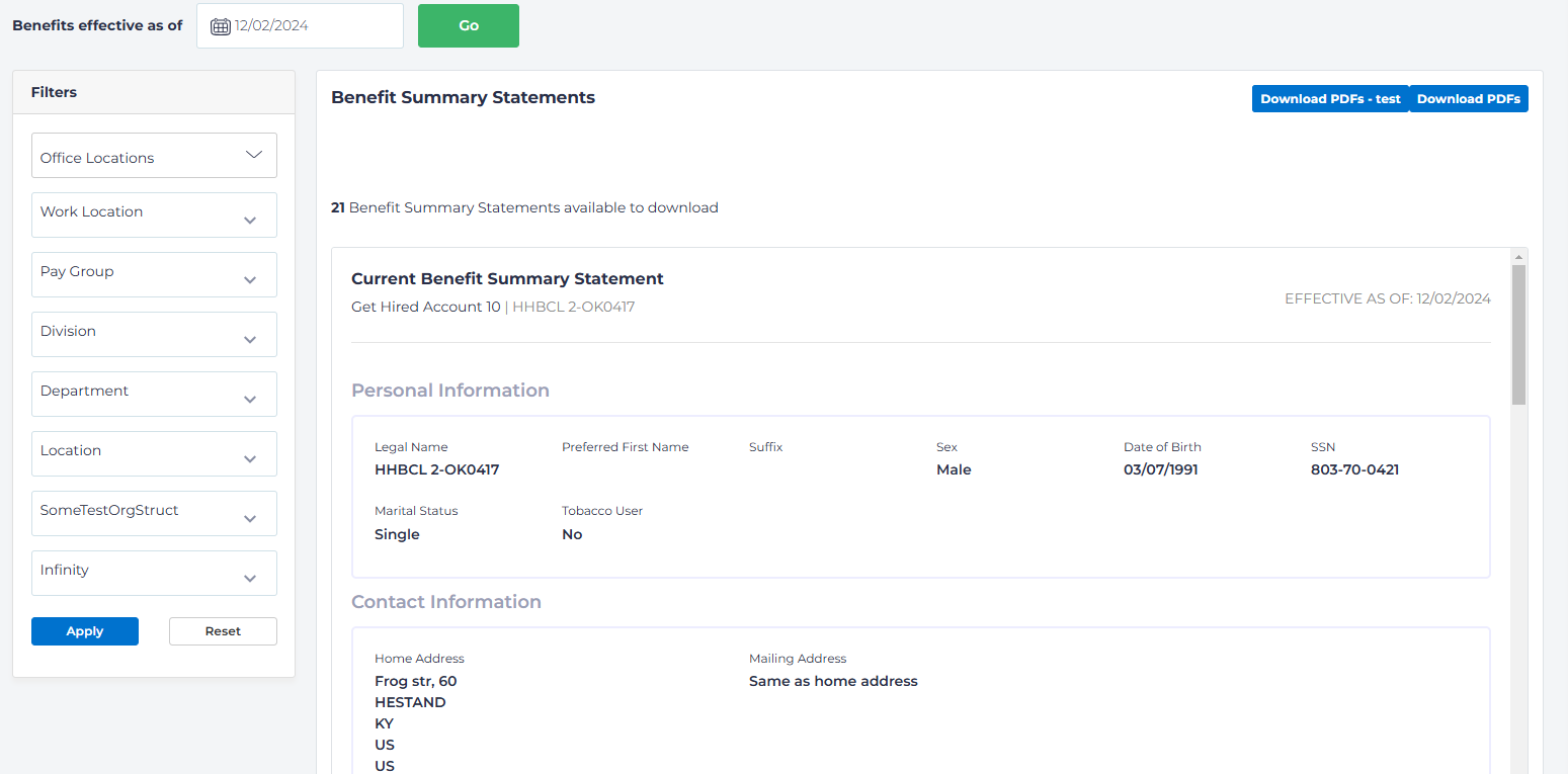 Report - Benefit Summary Statements – HCM Help Center