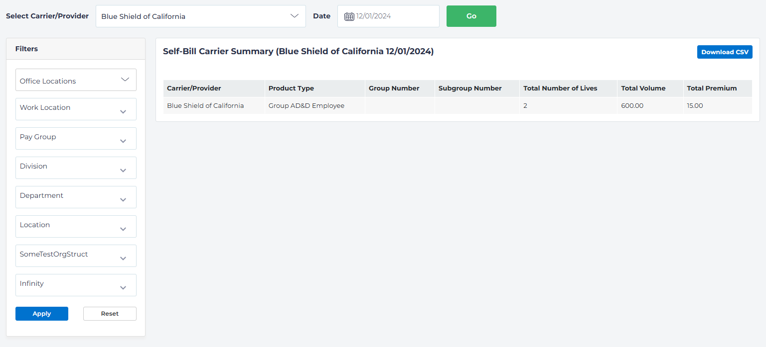 Report - Self-Bill Carrier Summary – HCM Help Center