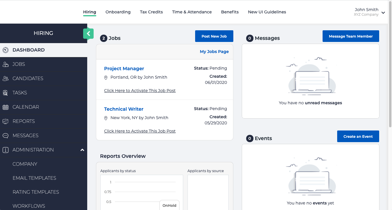 The Hiring Dashboard Layout – HCM Help Center