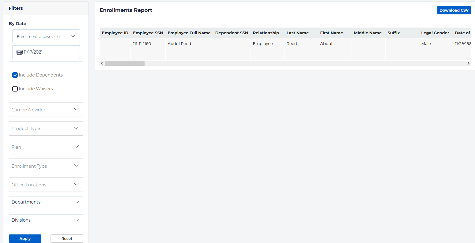 Report - Enrollments – HCM Help Center